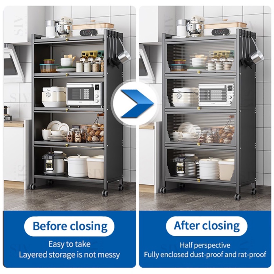 Siv 3-6 Layer Kitchen Cabinet Storage Organizer Rack Shelf With Pull ...