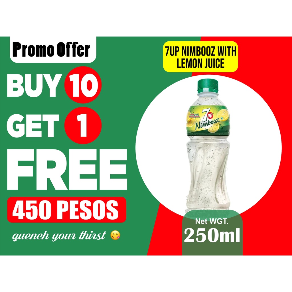 7Up Nimbooz with Lemon Juice Drink 250ml 10 Bottles plus 1 Free ...
