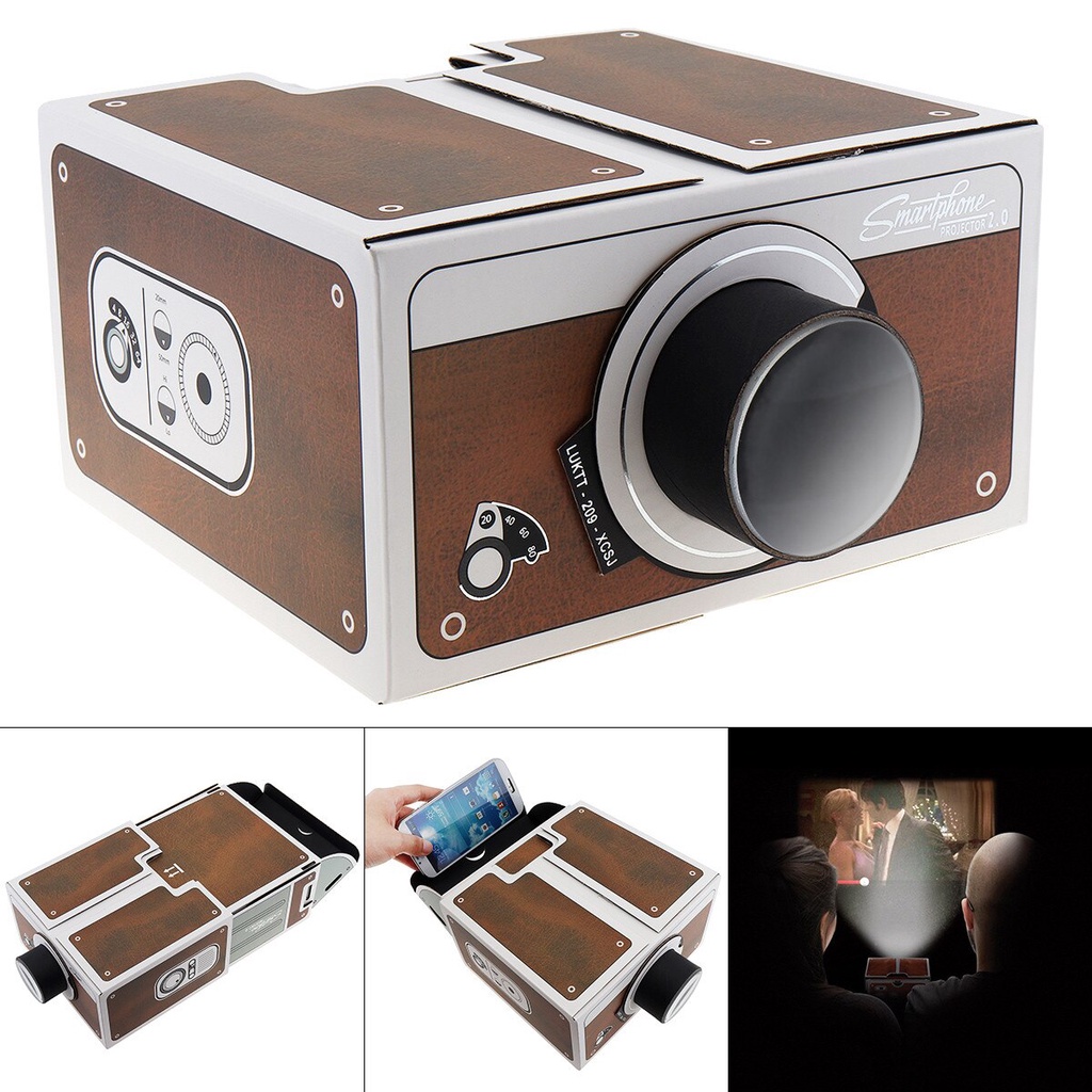 DIY 3D Cardboard Mini Smartphone Projector Novelty Adjustable Mobile ...