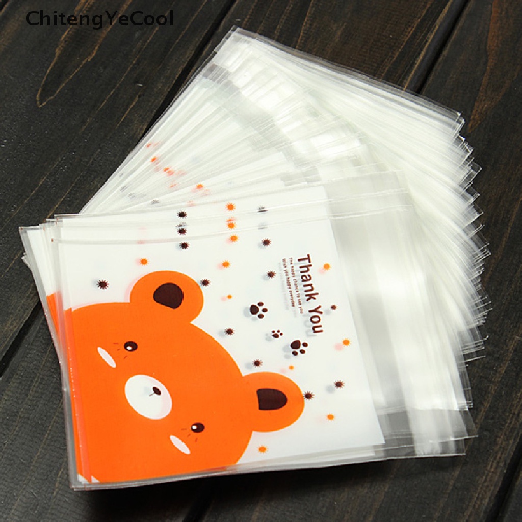 【HGPH】 100pcs Bear pic. Self Adhesive Cookie Candy Package Gift Bags ...