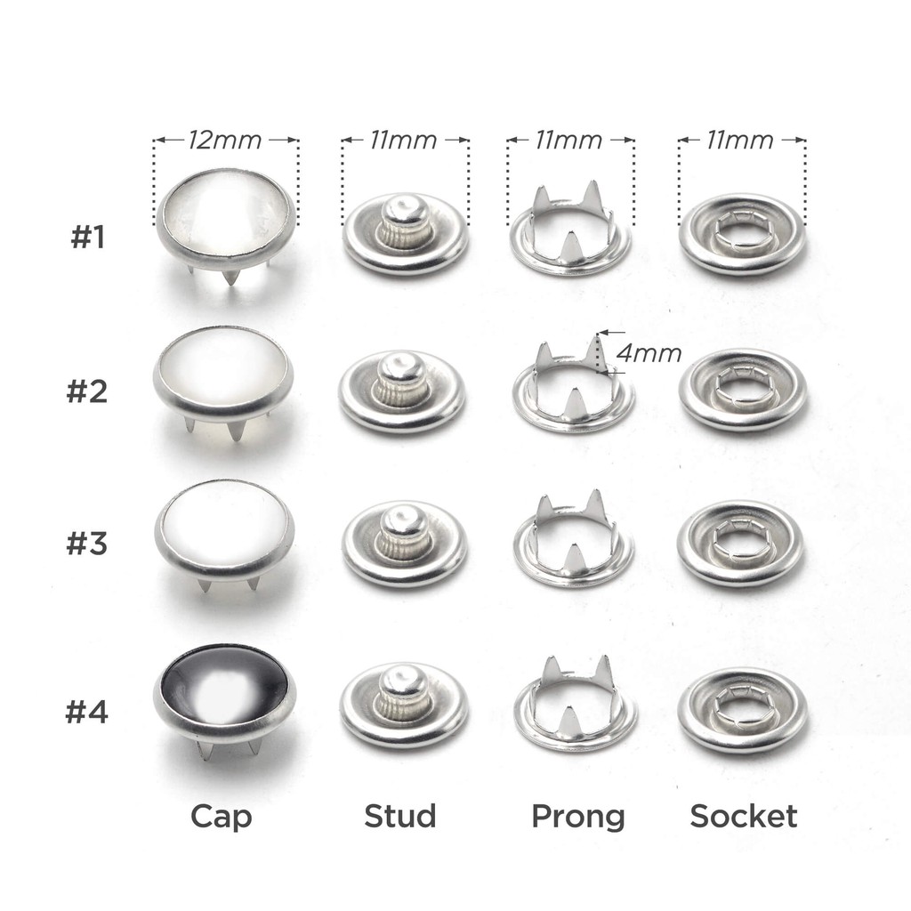 50sets Acrylic Pearl Snap Fasteners Prong Ring Snaps Press Studs Snap ...