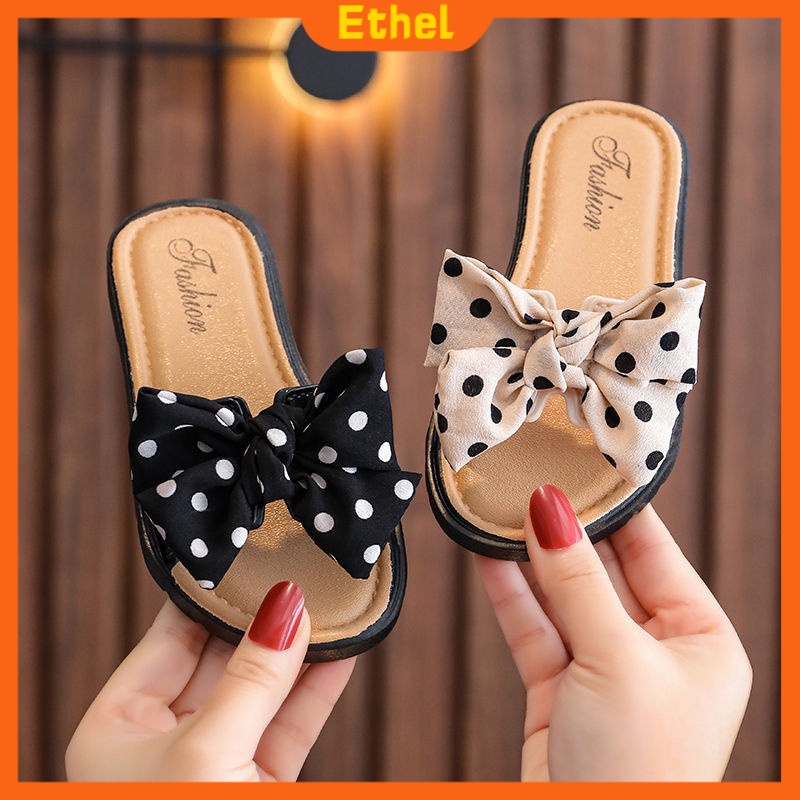 [Ethel] kids sandals parent-child girl shoes children Polka dot bow ...