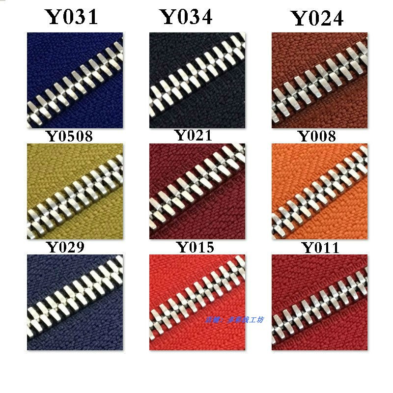 YKK 2-way zip lock with 5 silver teeth - handmade leather accessory ...