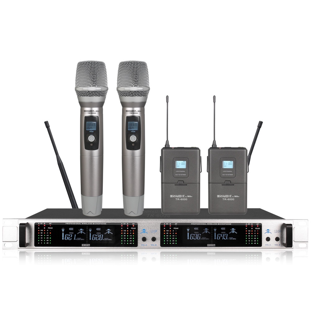 IMIX TR-6000 4 Channel Professional UHF Wireless Microphone System 2 ...