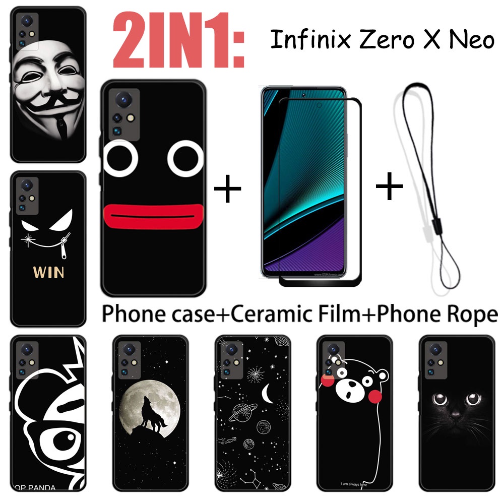 2 IN 1 Infinix Zero X Neo Case with Tempered Glass Ceramic Film Screen ...