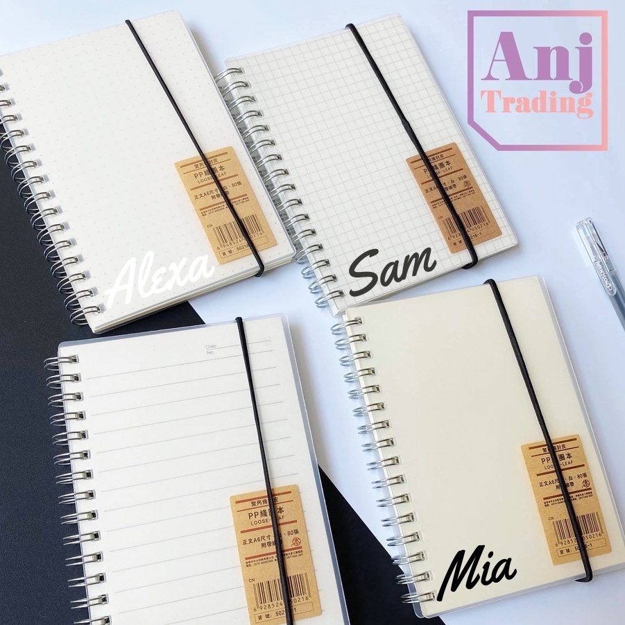 Grid Dotted Lined Blank Bullet Journal Spiral Notebook With Rope A6 ...