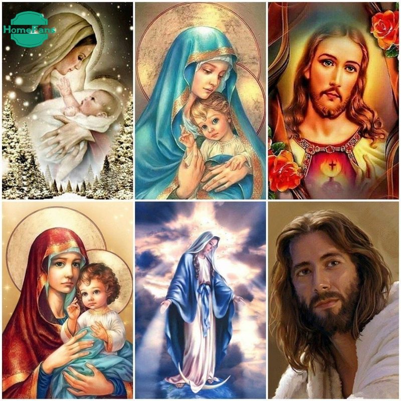 【PL】DIY Diamond Painting Full round Religious Icon Diamond Mosaic Home ...