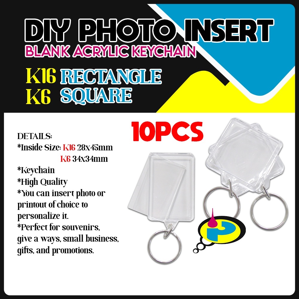 10 pcs Blank Acrylic Rectangle Square blank keychain Photo Insert diy ...