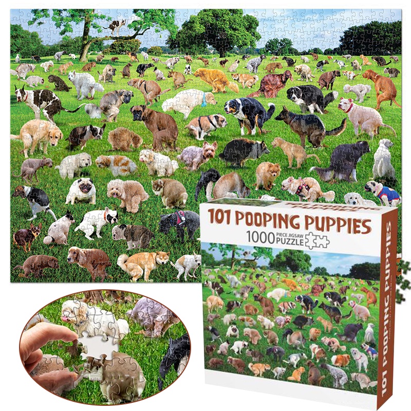1000 Pieces Jigsaw Puzzle 101 Pooping Puppies Dogs Pooping Puzzles ...