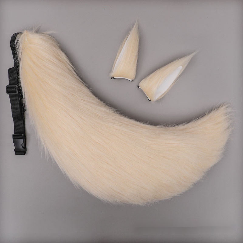 Long-haired fox tail cos ear beast ear cosplayJK tail simulation tail ...