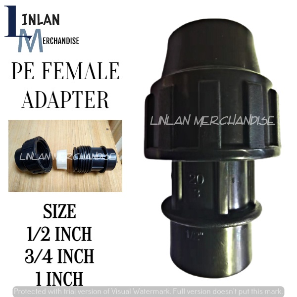 1 PC PE Female Adapter PE Black Connector (1/2, 3/4, 1" INCH) (3807 ...