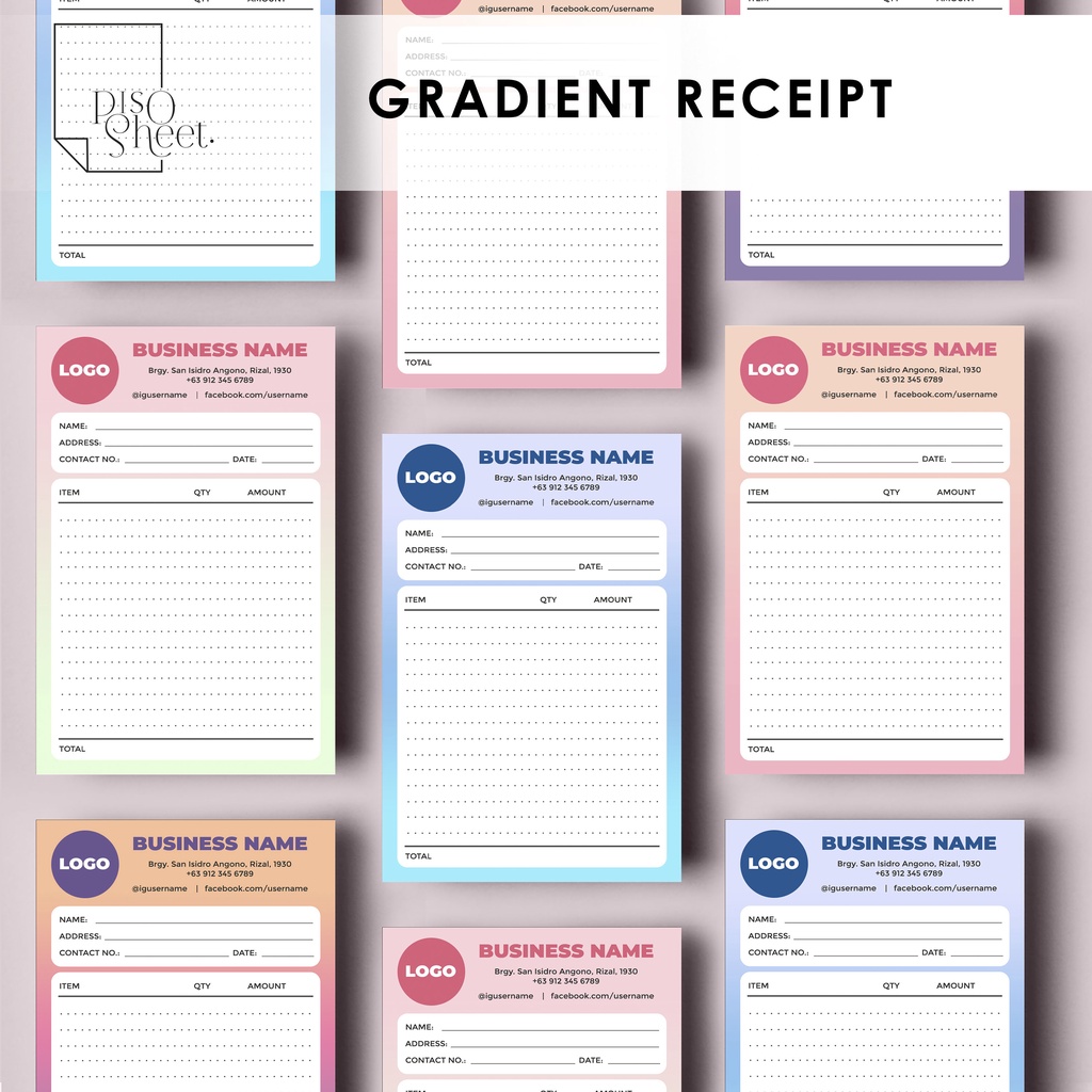 Gradient Acknowledgement Receipt by PisoSheet | Shopee Philippines