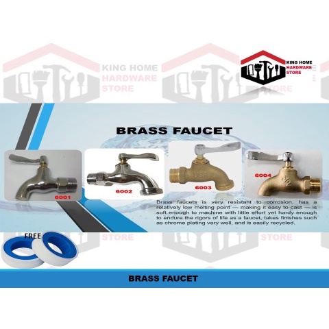 BRASS FAUCET HOSE BIBB WITH LEVER HANDLE W/ FREE TEFLON | Shopee ...