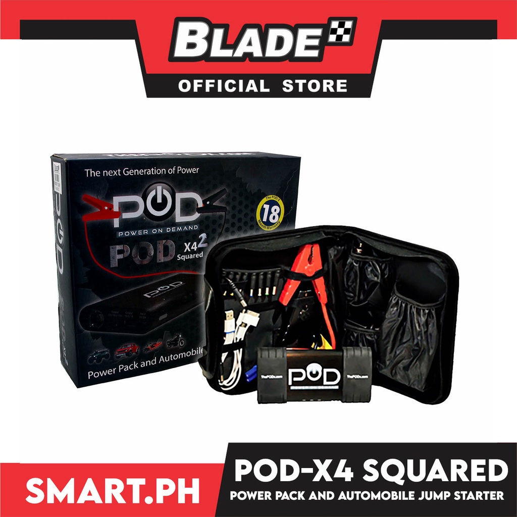POD Power On Demand Pod-X4 Squared Power Pack and Automobile Jump ...