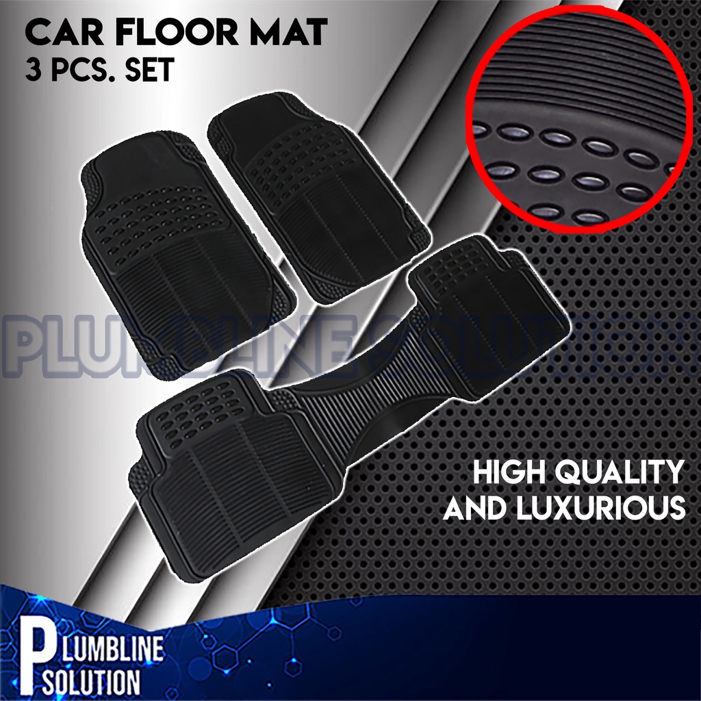 Universal Deep Dish Car Floor Matting Mat Black Heavy Duty Mat 3pcs ...