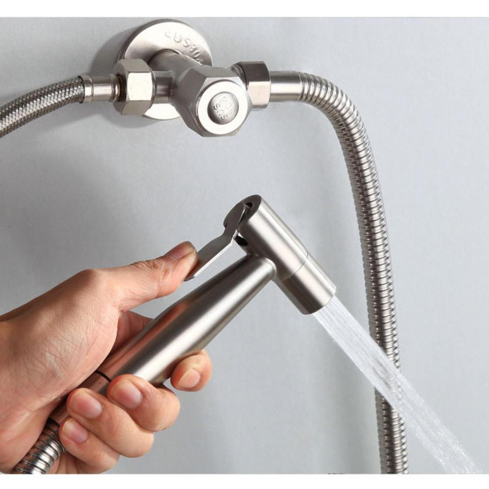 Home Handheld Bidet Sprayer Set Stainless Press Type Spray Gun For ...