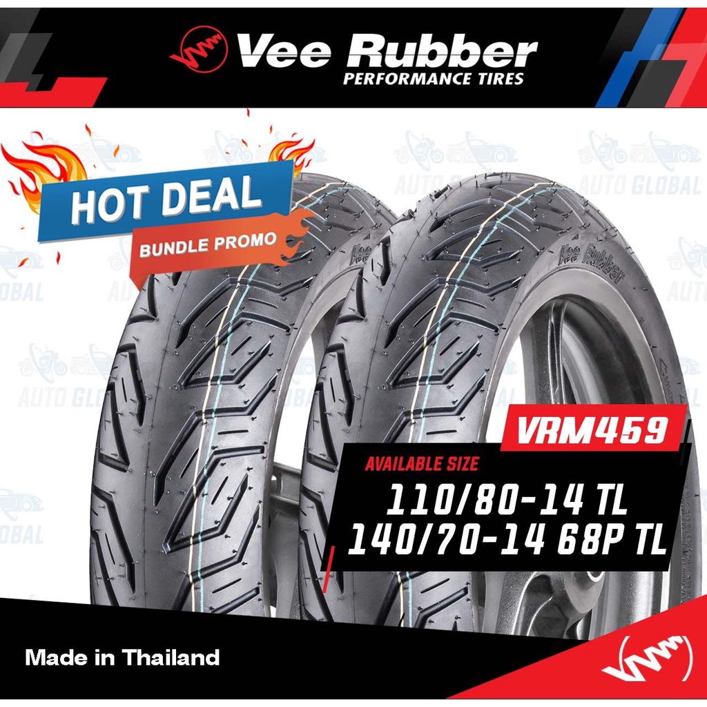 110/80-14 and 140/70-14 TL BUNDLE PROMO VEE RUBBER VRM459 (Tubeless ...