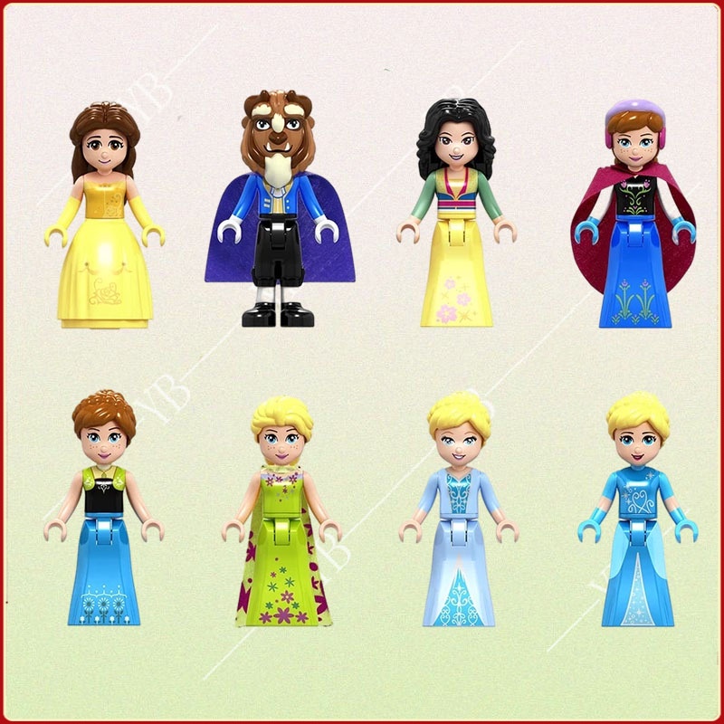 Building Blocks Frozen Elsa Anna Cinderella Princess Minifigure anime ...