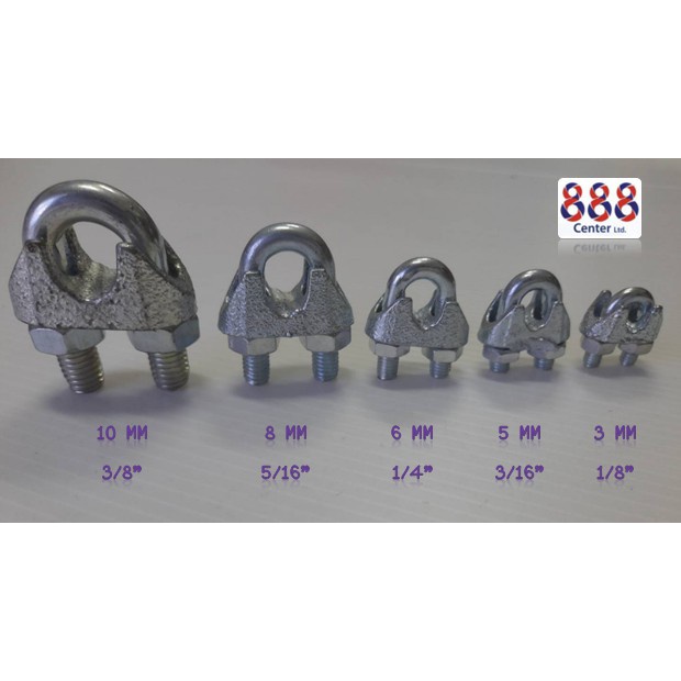 Sling clips Wire Rope Grips Lock Zinc Cable Clip Clamps | Shopee ...