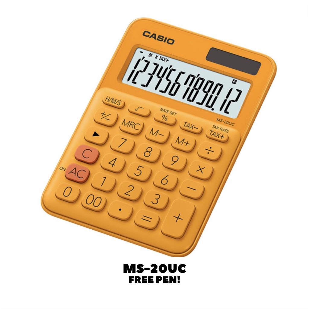 Casio Ms20uc Mini Desk Type Calculator In Orange Color w/ free panda ...