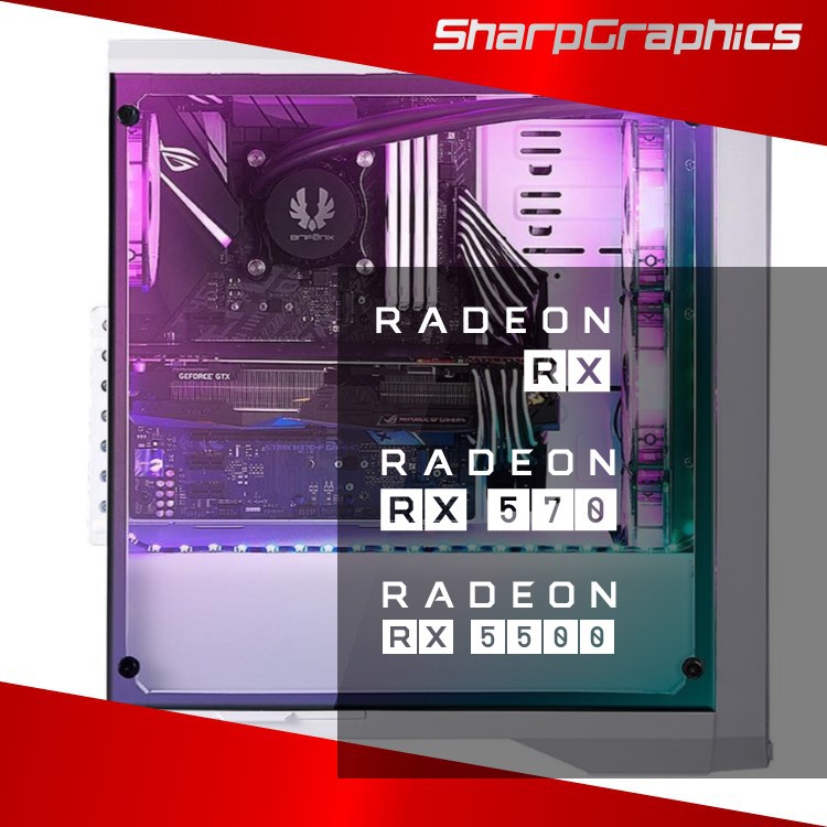 Radeon Graphics Card Video Card Tower CPU Computer Casing Sticker Decal ...