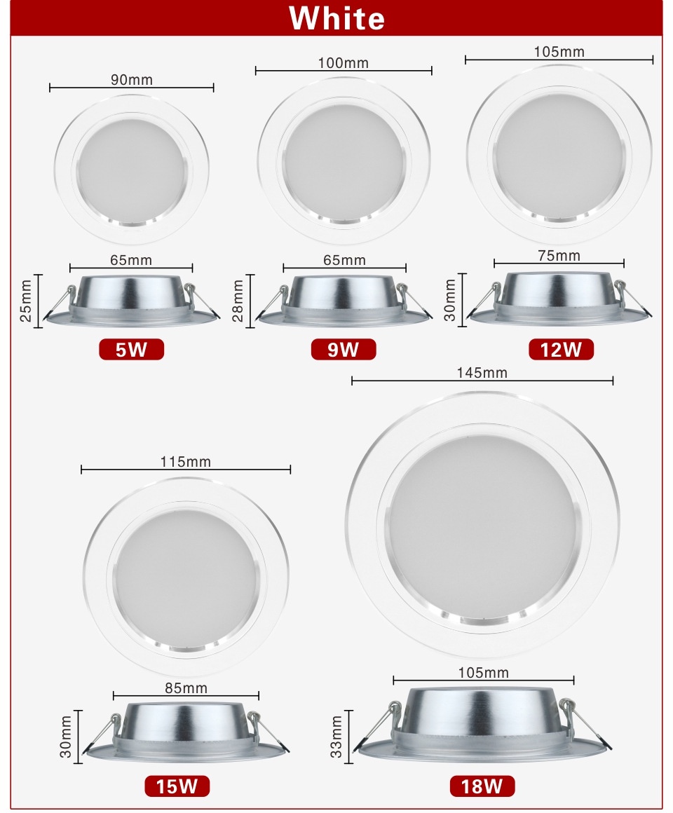 Got Liang Led Downlight 220V 5W 9W 12W 15W 18W Ceiling Light Recessed ...