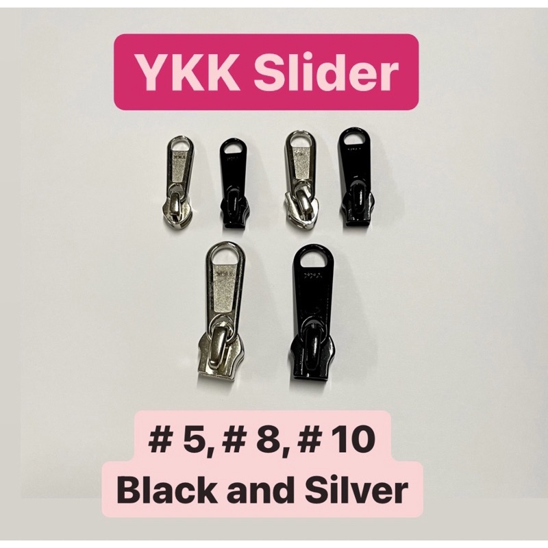 (Sold per 10 PCS) YKK Slider Zipper Puller Runner #5, #8, #10 Black ...