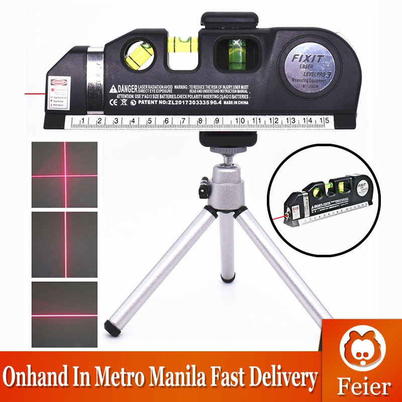 【With Holder+Battery】Laser Level Multifunctional laser measure Line 8ft ...