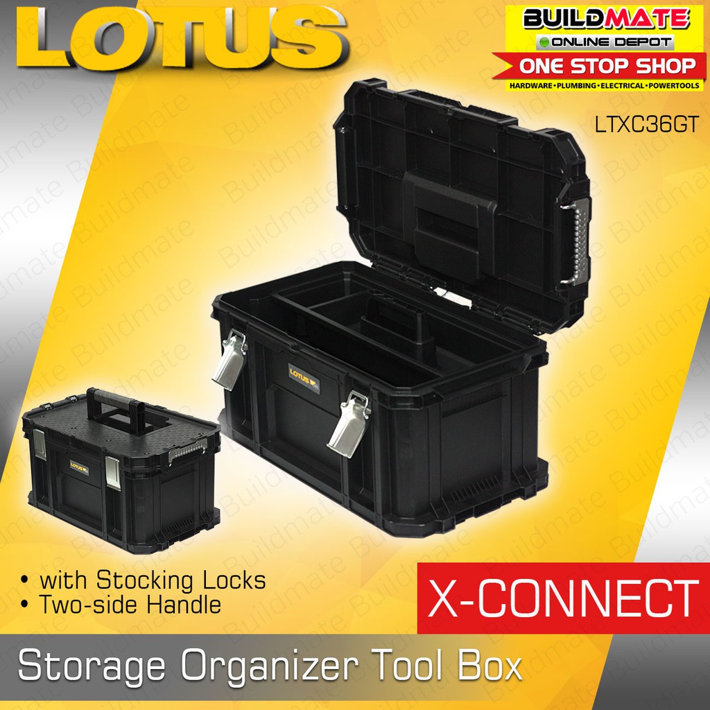 BUILDMATE Lotus X-Connect 2 Side Handle Storage Tool Box Organizer ...