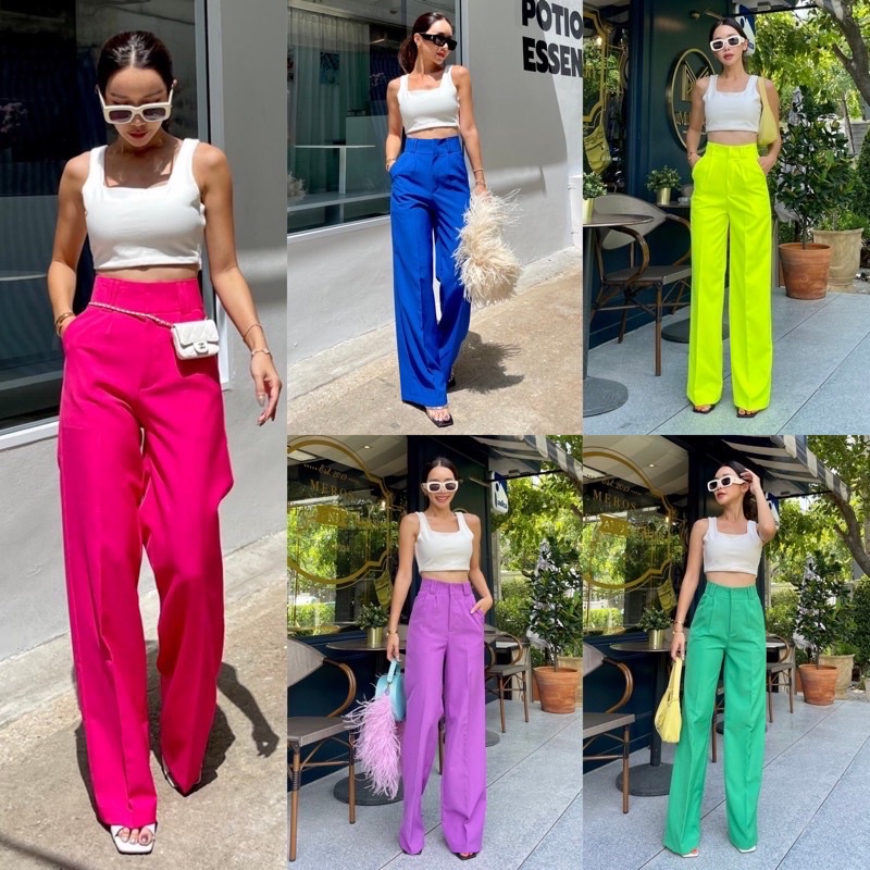 WOMEN'S CULOT PANTS HW NEON PANTS | Shopee Philippines