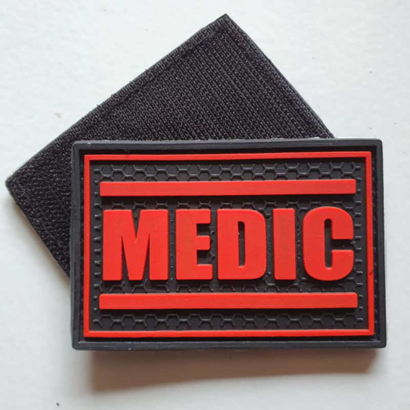 Black basic medical writing logo rubber patch / velcro rubber emblem ...