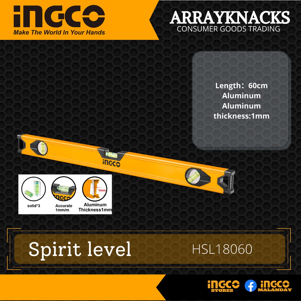 INGCO Spirit level 60CM (HSL18060) HANDTOOLS | Shopee Philippines