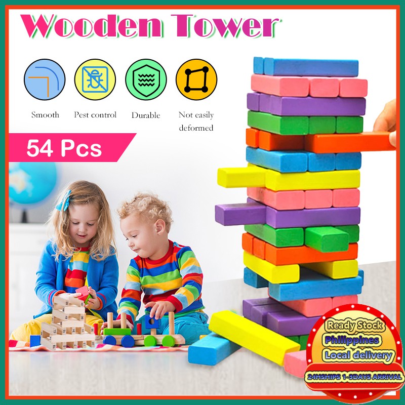 54 pcs Wooden Toy Building Blocks Numbers Game Toy Wiss Educational ...