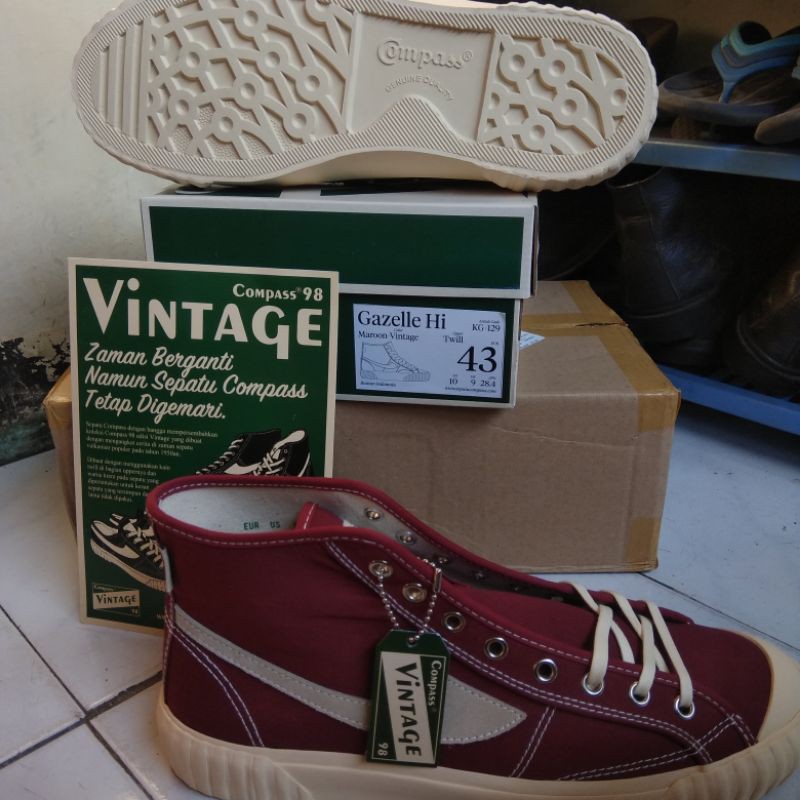 Vintage Hi Maroon Compass Shoes 43 | Shopee Philippines