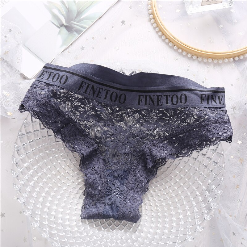 Finetoo Women's Sexy Cotton Panties Low Waist With Lace/Hipster ...