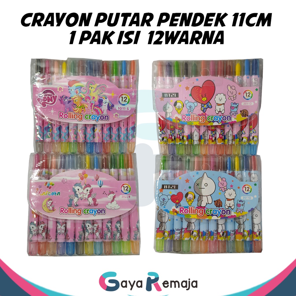 12 and 18 Color Rotating Crayons / BT21 Disney Character Motif Rotating ...