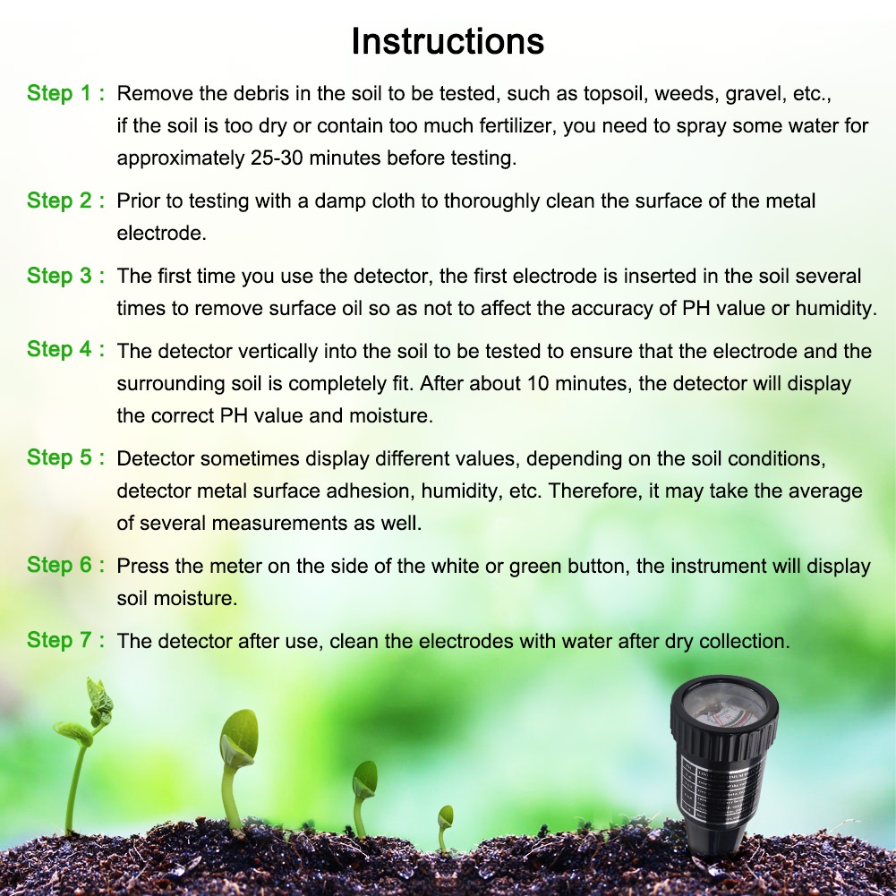 Soil pH Moisture Meter Tester Hygrometer Portable Soil Moisture Plant ...