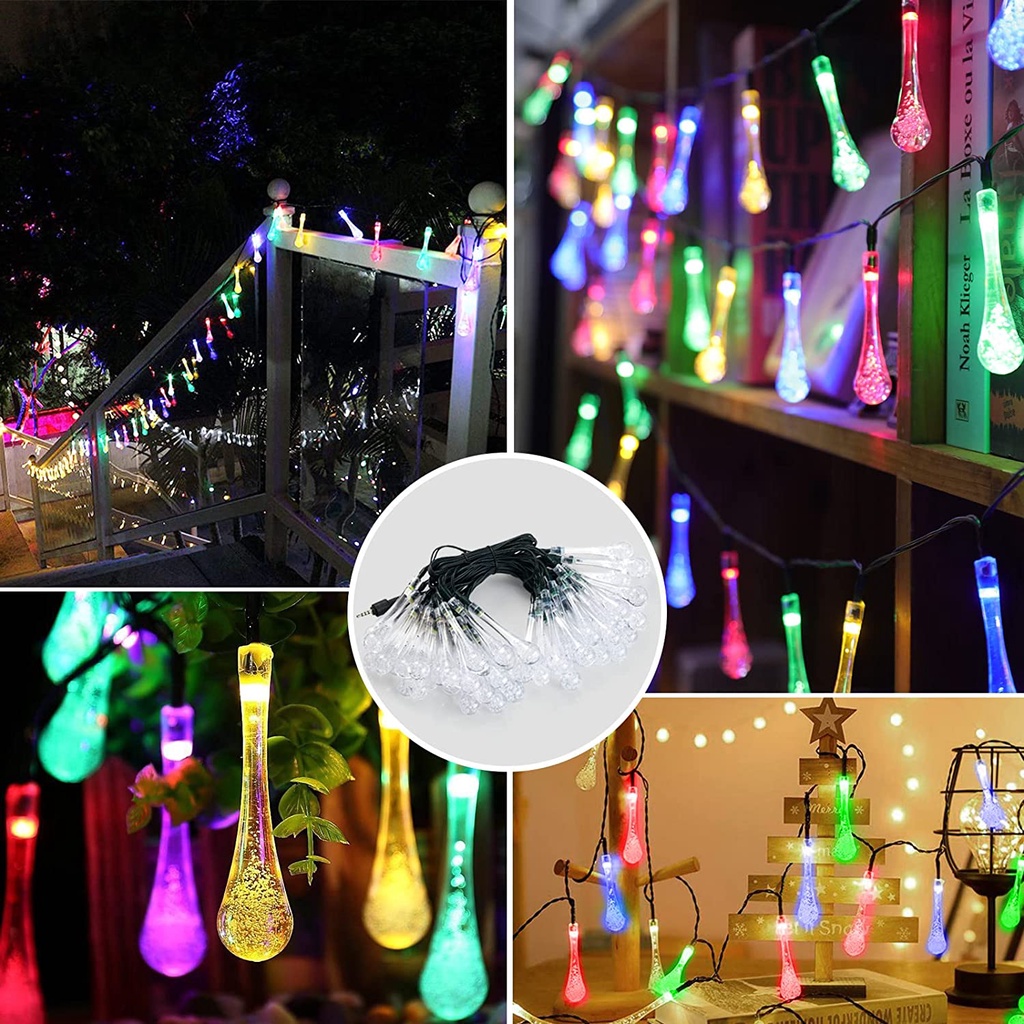 Solar 50 LED Light Raindrop 7M LED String Lights Fairy Lights ...