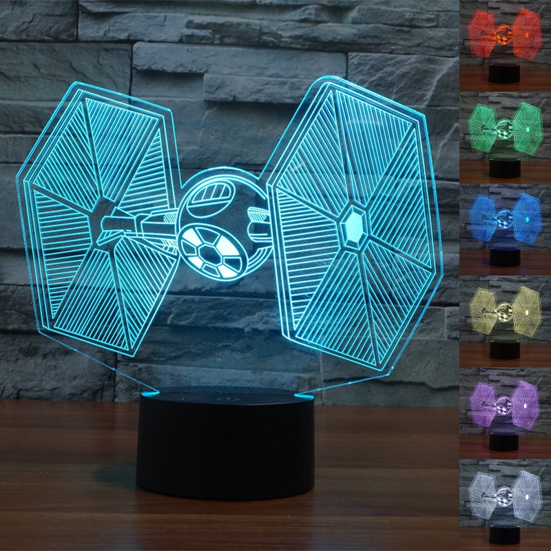 Star Wars 3D Night Light 7 Colors Gradient TIE Fighter USB LED Table ...
