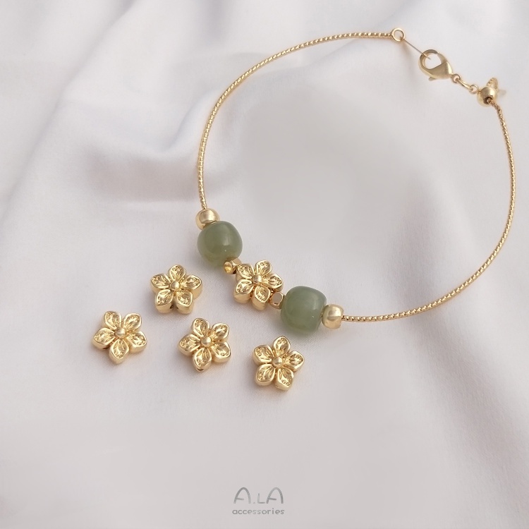 diy゜14K gold 「10pcs」14K Bag Real Gold Color-Preserving Small Peach Blossom Separate Beads ...