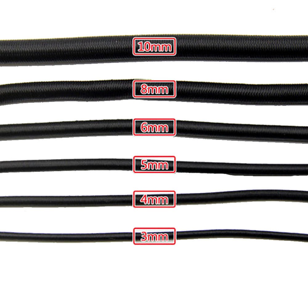 1M Black Round Elastic Cord Stretch Thread Rope (Diameter from 3mm to ...