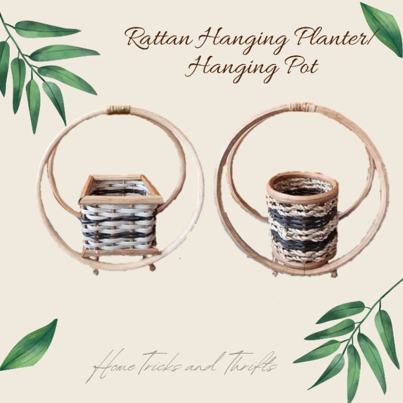 Boho Native Rattan Hanging Planter / Rattan Hanging Pot /Hanging Wall ...