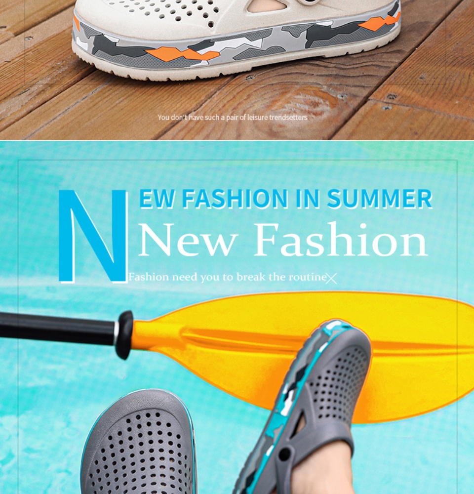 GUKOO Sandals for Men Slip on Garden Shoes Beach Shoes Flip Flops Beach ...