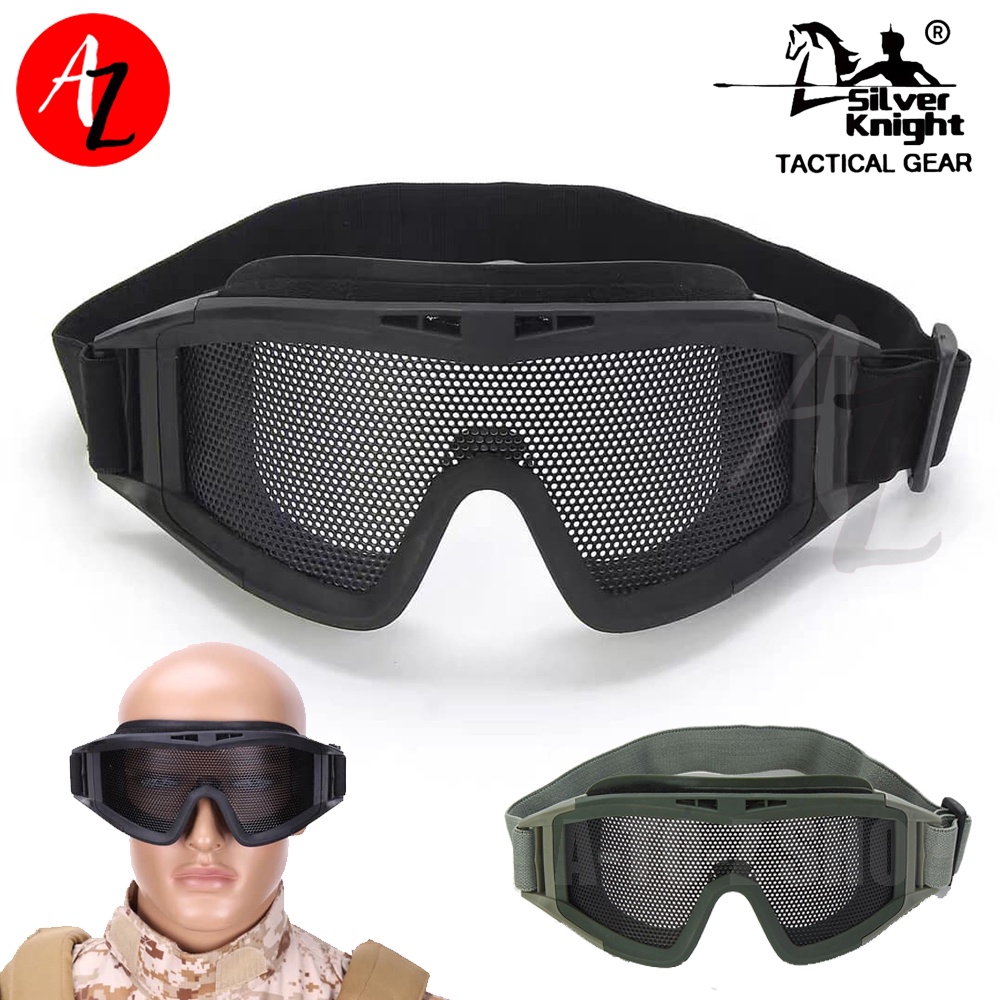 SILVER KNIGHT Protective High Density Metal Mesh Goggles Anti Fog Eye ...