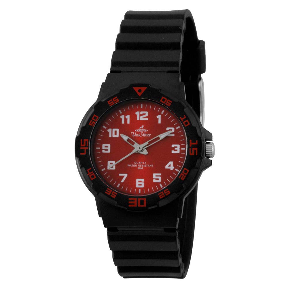 UniSilver TIME Women's Analog Red / Black Rubber Watch KW4716-2104 ...