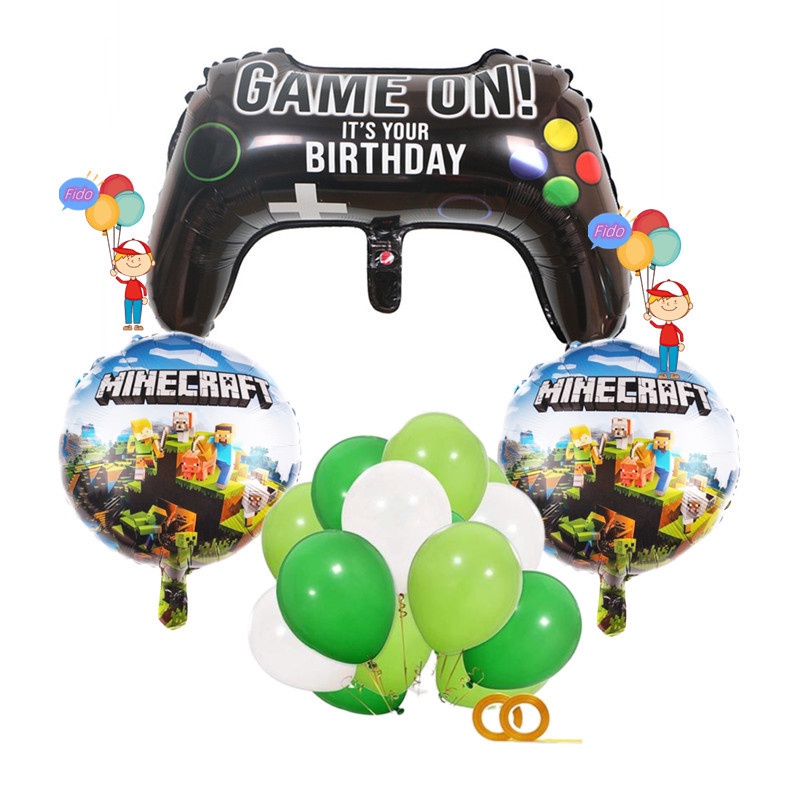 Minecraft Theme Cartoon Shape Foil Balloons Gamepad Minecraft Game ...