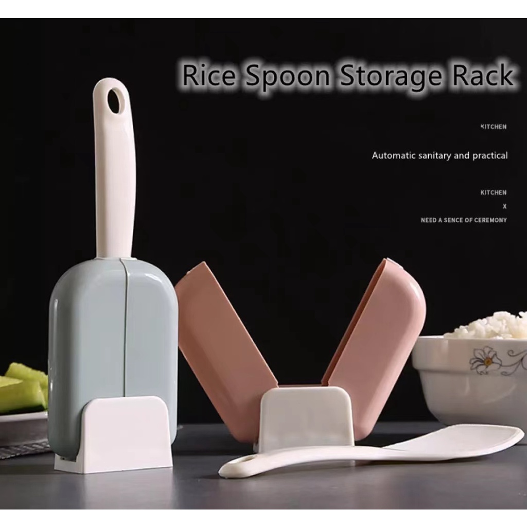 LUCKYU Rice Scoop Stand Holder (include scoop) Rice Shovel Automatic ...