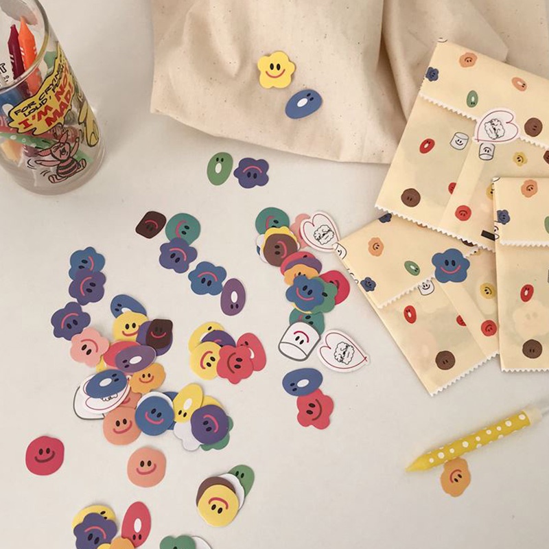 110 Pcs Cute Cartoon Smiley Series Stickers Student Stationery Deco DIY ...