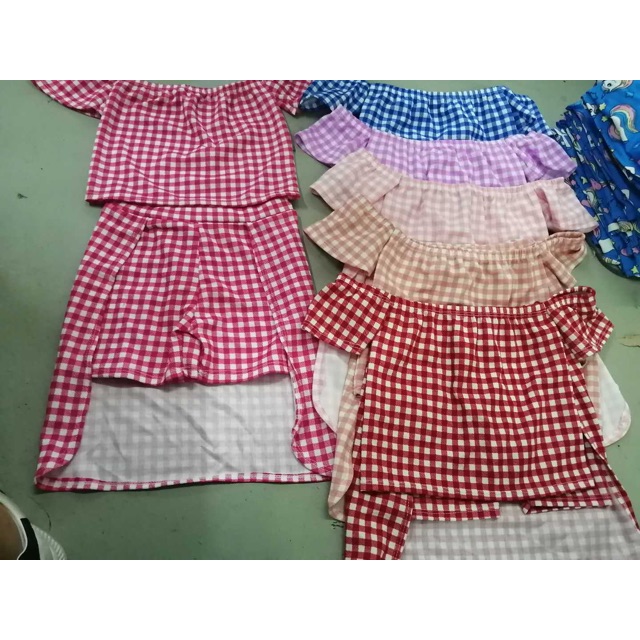 Checkered off shoulder Terno palda short | Shopee Philippines