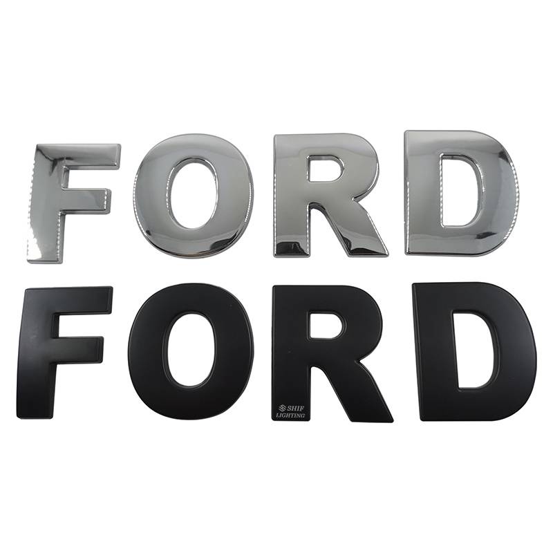 FORD Hood Emblem DIY Letter 45mm Chrome/Black Car Decals Stickers ...